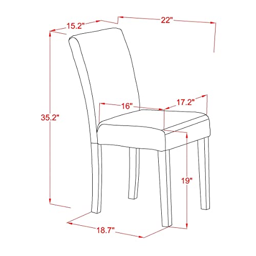 EAST WEST FURNITURE 5Pc Rectangle 42/53.5 inch Dinette Table With 12 In Leaf And Four Parson Chair With Mahogany Leg And Linen Fabric Coffee.