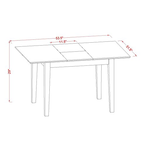 EAST WEST FURNITURE 5Pc Rectangle 42/53.5 inch Dinette Table With 12 In Leaf And Four Parson Chair With Mahogany Leg And Linen Fabric Coffee.