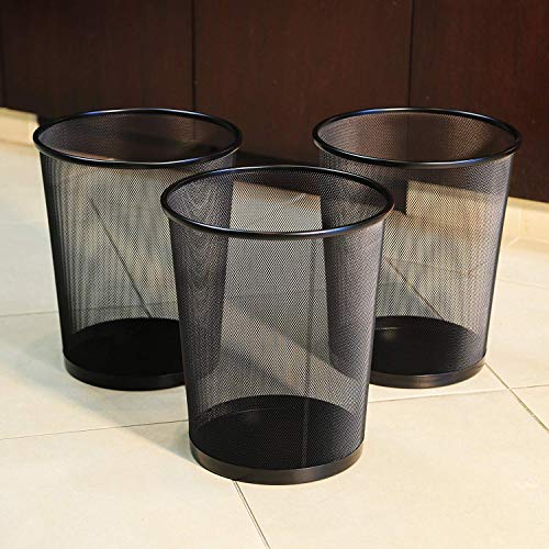 WhopperIndia Small Trash Can Round Mesh Waste Basket for Bathroom, Bedroom, Office and More, Wastebasket for Narrow Spaces, 4 Gallon Capacity