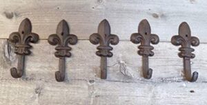 midwest craft house 5 coat hooks fleur de lis french entry way dog leash towel bath bathroom kitchen