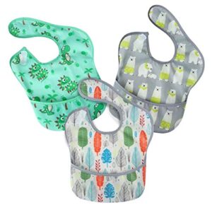 pandaear 3 pack super light weight baby bib, waterproof, washable, stain oil and odor resistant 12-48 months