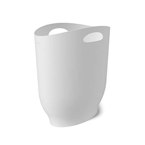 Umbra Harlo, 2.4 Gallon, White Sleek & Stylish Bathroom Trash Can, Small Garbage Bin Wastebasket for Narrow Spaces at Home or Office, 2-1/2 Gallon Capacity, 2.3 - 1012181-660