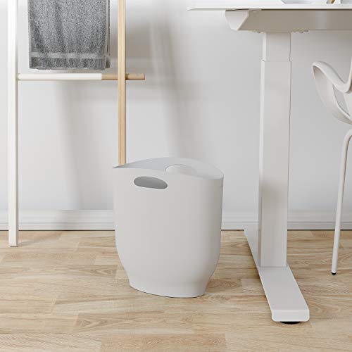 Umbra Harlo, 2.4 Gallon, White Sleek & Stylish Bathroom Trash Can, Small Garbage Bin Wastebasket for Narrow Spaces at Home or Office, 2-1/2 Gallon Capacity, 2.3 - 1012181-660