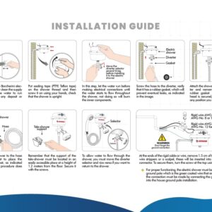 BOCCHERINI Electric Shower Head Water Heater For Bathroom 110V / 120V Ducha Electrica Para Agua Caliente Regadera Duchas Electricas / 3 Temperature Water Selector