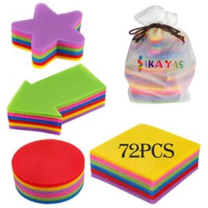 ikayas 72 pcs carpet spots markers carpet circles for classroom decoration teacher supplies carpet dots floor dots with styles of star/arrow/circle/square, 6 colors