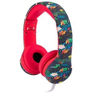 snug play+ kids headphones with volume limiting for toddlers (boys/girls) - monster trucks