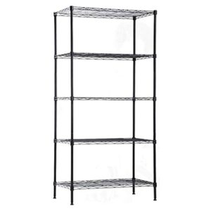 tyyps 5 tier wire shelving unit durable metal height adjustable storage organizer heavy duty utility rack for laundry home kitchen and office on wheels unit nsf-certified 14”d x 24”w x 60”h,black