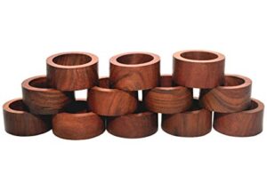 nirvana class handmade wood napkin ring set with 12 napkin rings - artisan crafted in india