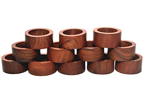 Nirvana Class Handmade Wood Napkin Ring Set with 12 Napkin Rings - Artisan Crafted in India