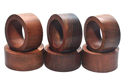 Nirvana Class Handmade Wood Napkin Ring Set with 12 Napkin Rings - Artisan Crafted in India