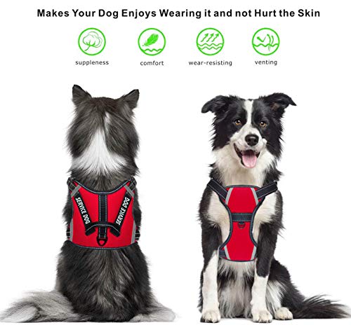 LMOBXEVL Service Dog Harness,No-Pull Dog Harness with Handle Adjustable Reflective Pet Dog in Training Vest Harness,Easy Control for Small Medium Large Breed Outdoor Walking Hiking