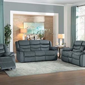 Homelegance 79" Manual Double Reclining Sofa, Gray