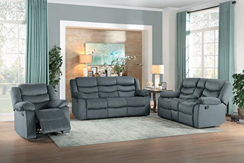 Homelegance 79" Manual Double Reclining Sofa, Gray