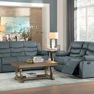 Homelegance 79" Manual Double Reclining Sofa, Gray