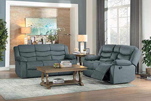 Homelegance 79" Manual Double Reclining Sofa, Gray