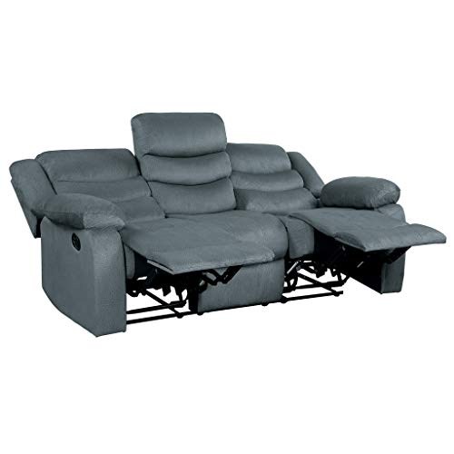 Homelegance 79" Manual Double Reclining Sofa, Gray