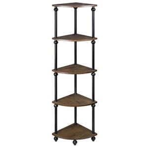 sriwatana vintage corner table shelf, 5-tier corner bookcase, plant stand storage rack for living room, home office, dark walnut