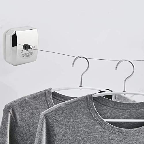 Stainless Steel Retractable Clothes Line, 2.8m Laundry Clothesline Invisible Tendedero Ropa Wall Hanger Drying Rack for Home Hotel Outdoor Indoor