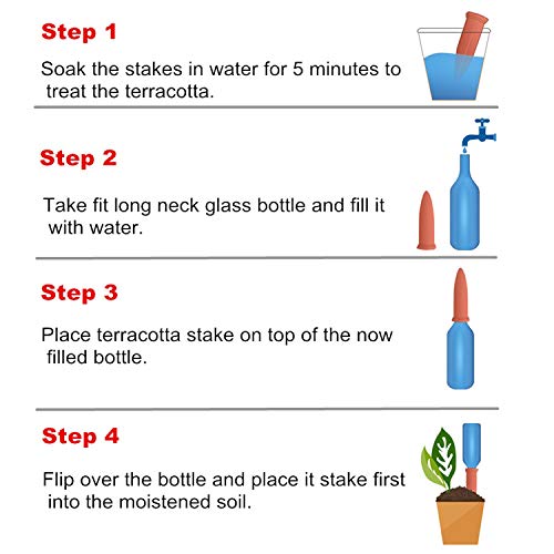 JULIAS 8 Pcs Vacation Plant Waterer Terracotta Plant Waterers Self Plant Watering Spikes Terracotta Wine Bottle Stake Set Plant Watering Devices