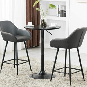 BTEXPERT 25 inch Bucket Upholstered Dark Gray Accent Dining Bar Chair Set of 2, 5091m Vintage Gray Stools (2) (5091M-2)