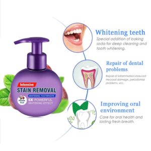 baking soda toothpaste teeth whitening toothpaste natural fluoride-free intensive stain removal whitening toothpaste strong power cleaning fight bleeding gums press toothpaste(passion fruit)