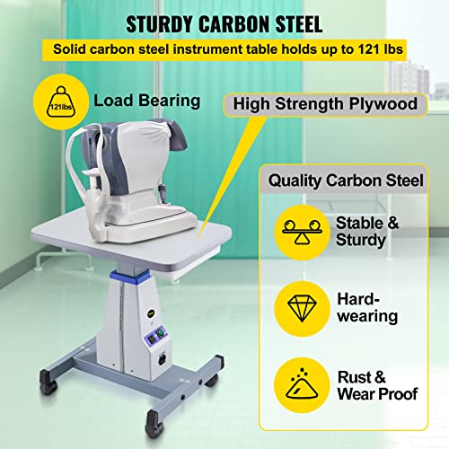 VEVOR Motorized Instrument Table Professional Medical Cart Dental Cart Adjustable Optical Eyeglass Motorized Instrument Work Table for 2 Instruments (A16 22.8"x15.7")