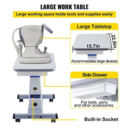 VEVOR Motorized Instrument Table Professional Medical Cart Dental Cart Adjustable Optical Eyeglass Motorized Instrument Work Table for 2 Instruments (A16 22.8"x15.7")