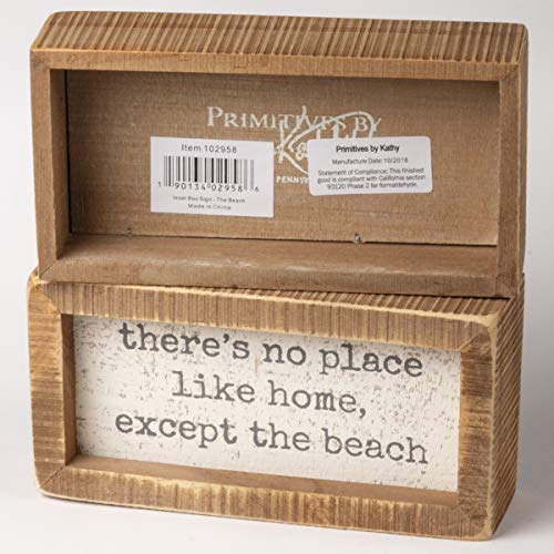 Primitives by Kathy 102958 Inset Wood Box Sign, 6 x 3-Inches, No Place Like The Beach