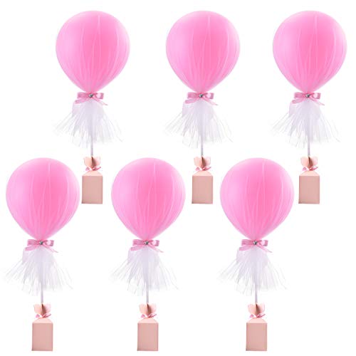 Pink Tutu Tulle Balloons Centerpieces with Candy Box for Baby Shower Girls Decorations Birthday Party Weddings Princess Party Cake Dessert Table Balloons Tulle Cover,6 Pack