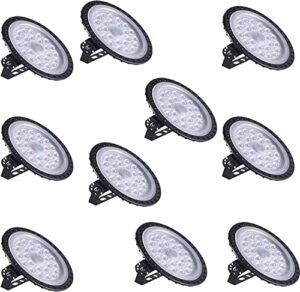 sararoom 10packs 100w 110v ufo led high bay light, led warehouse light 10000 lumen 6500k daylight white led shop light commercial bay lighting for factory garage workshop