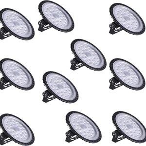 Sararoom 10Packs 100W 110V UFO LED High Bay Light, LED Warehouse Light 10000 Lumen 6500K Daylight White LED Shop Light Commercial Bay Lighting for Factory Garage Workshop