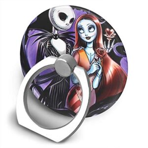 phone ring holder universal cell phone ring grip stand with car mount holder 360 degree rotation finger ring kickstand compatible with iphone,samsung-sweet loving jack skellington and sally