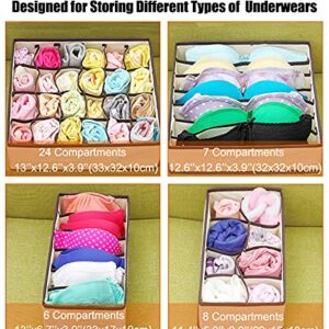 carinacoco Underwear Drawer Organizer 4 Pack Underwear Storage Organizer for Clothes Socks Ties Bra Drawer Divider Closet Dresser Organizer