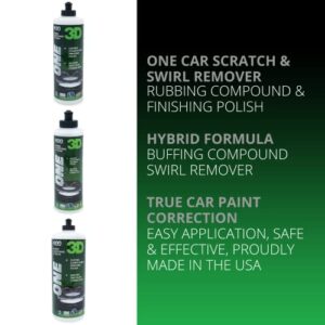 3D One Car Scratch & Swirl Remover - Rubbing Compound & Finishing Polish - Buffing Compound Swirl Remover - True Car Paint Correction 8oz.