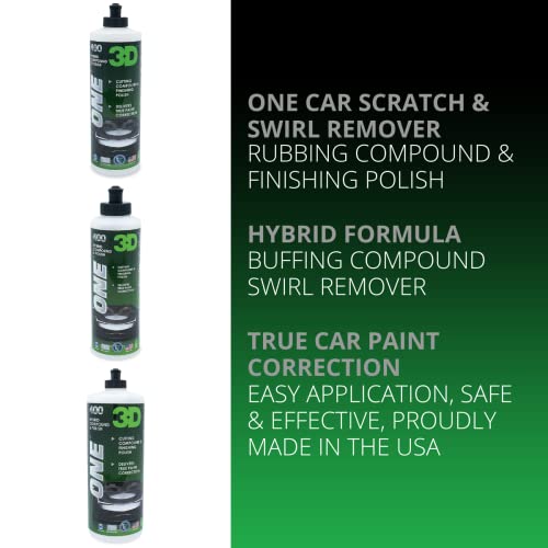 3D One Car Scratch & Swirl Remover - Rubbing Compound & Finishing Polish - Buffing Compound Swirl Remover - True Car Paint Correction 8oz.