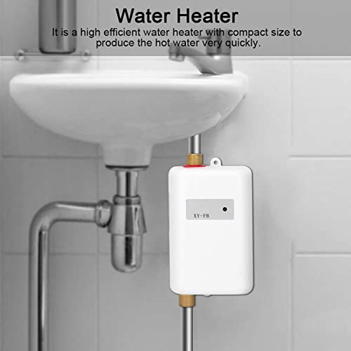 Instant Water Heater, White Mini Tankless Instant Hot Water Heater Bathroom Kitchen Washing With LED Indicator Light for Hot and Cold Dual-Use (US 110V)