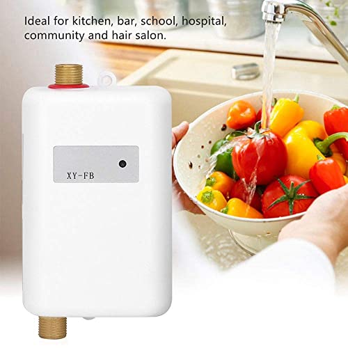 Instant Water Heater, White Mini Tankless Instant Hot Water Heater Bathroom Kitchen Washing With LED Indicator Light for Hot and Cold Dual-Use (US 110V)