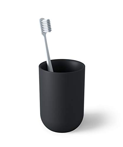 Umbra Junip Bathroom Accessories Tumbler-Modern Resin Holder and Organizer, Perfect for Holding Toothbrushes, Make-up Brushes and More, Small (Pack of 1), Black