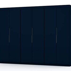 Manhattan Comfort Mulberry Mid Century Modern 6 Drawer Sectional Wardrobe Closet, Set of 3, Midnight Blue