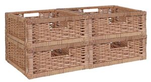 niche cubo set of 4 half-size foldable wicker storage basket- natural