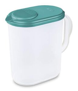 1 gallon/3.8 liter slim heavy duty plastic measuring pitcher with see through base, leak proof spill proof lid w/pivot spout lid, bpa-free -ideal for mixing, storing and serving beverages