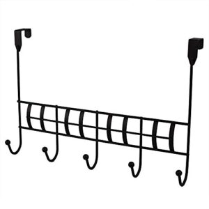 home basics five hook over the door clothes rack (bronze) door rack for clothes, accessories, towels, and robes | great for any kind of door | simple door hangers