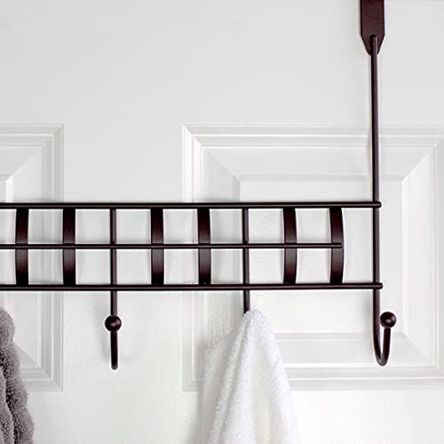 Home Basics Five Hook Over The Door Clothes Rack (Bronze) Door Rack for Clothes, Accessories, Towels, and Robes | Great for Any Kind of Door | Simple Door Hangers