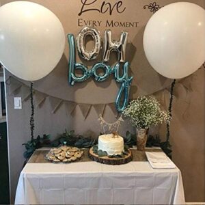 OH BOY Silver Blue Combination Alphabet Mylar Foil Balloons Letter Banner Baby Shower Gender Reveal Birthday Party Decorations