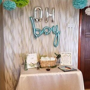 OH BOY Silver Blue Combination Alphabet Mylar Foil Balloons Letter Banner Baby Shower Gender Reveal Birthday Party Decorations