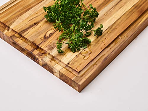 Sonder Los Angeles, Large Teak Wood Cutting Board for Kitchen with Juice Groove, Reversible Charcuterie Butcher Block 18x14x1.25 in (Gift Box Included)