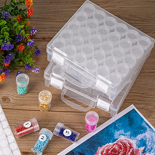 30 Slots Diamond Painting Storage Containers, Bead Organizer, Diamond Containers Diamond Painting Boxes Diamond Embroidery Box Storage Containers 30 Grids Storage Box for Beads Rhinestones (2 Pack)