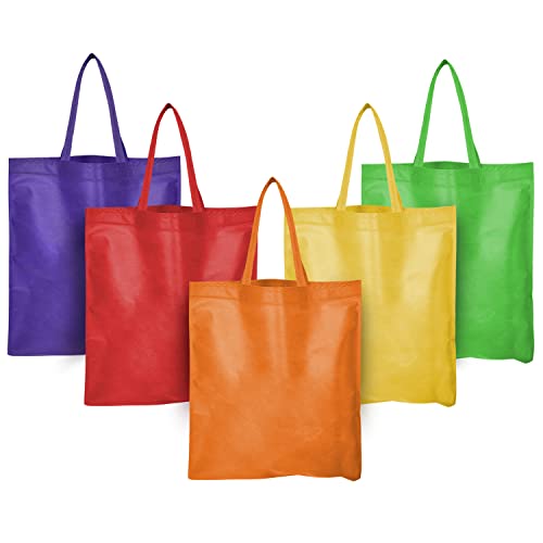 50 Tote Bags Bulk, Reusable Grocery Shopping Bags Bulk, Cloth Bags With Handles 15 x 16 In Multi Colors