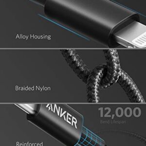 Anker New Nylon USB-C to Lightning Charging Cord for [6ft MFi Certified] for iPhone 13 13 Pro 12 Pro Max 12 11 X XS XR 8 Plus, AirPods Pro, Supports Power Delivery (Black)