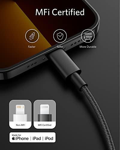 Anker New Nylon USB-C to Lightning Charging Cord for [6ft MFi Certified] for iPhone 13 13 Pro 12 Pro Max 12 11 X XS XR 8 Plus, AirPods Pro, Supports Power Delivery (Black)